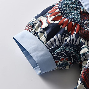 xirubaby Baby Girl Boy Brother and Sister Matching Outfits Floral Printed Dress +Shorts Easter Sets(navy-girl,110/4T)