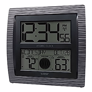 La Crosse Technology BBB86118-INT Curved Atomic Digital Clock with Moon Phase & Temperature
