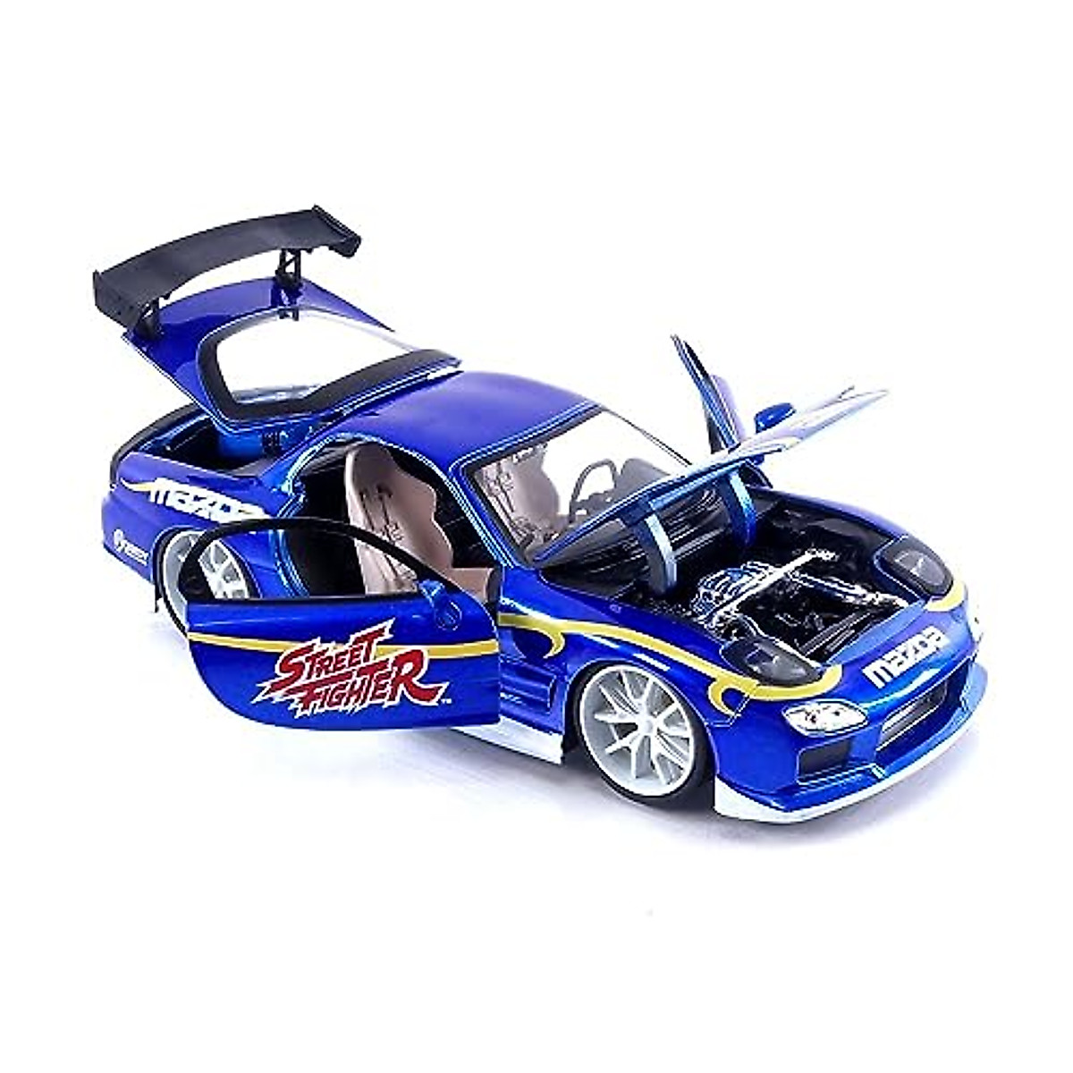 Street Fighter 1:24 1993 Mazda RX-7 Die-Cast Car & 2.75" Chun-Li Figure, Toys for Kids and Adults