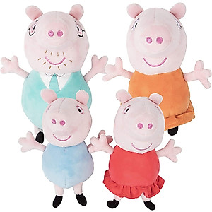 Pig Family Plush Toy 4 Pack - Includes Daddy, Mummy, Peppa & George - 7-8 inches - 18+ Months