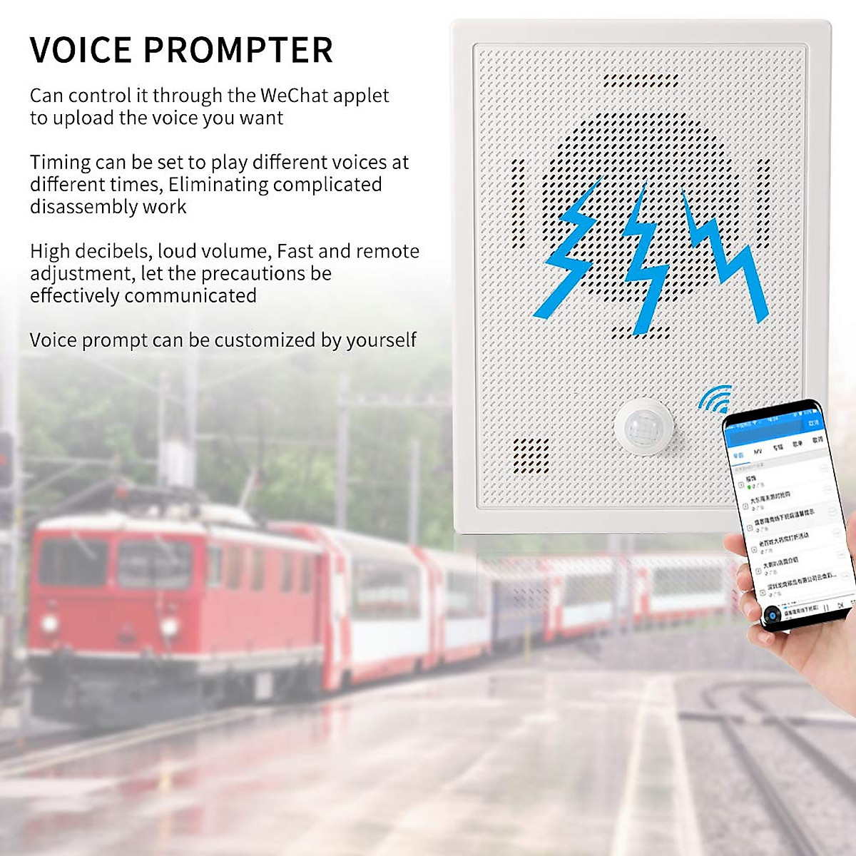 Voice Recordable Audio Player, Entrance Welcome Doorbell, Entrance Greeting Speaker for Shop Store Supermarket with High Decibel Motion Sensor (US)