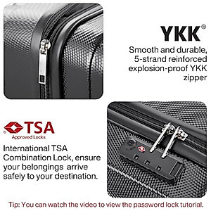 Hanke Luggage Sets 2 piece Carry On Luggage with Wheels PC Hard Shell Suitcases Lightweight Checked Tsa Luggage Large Travel Suitcase Woman Men 20/24 Inch(Jet Black)