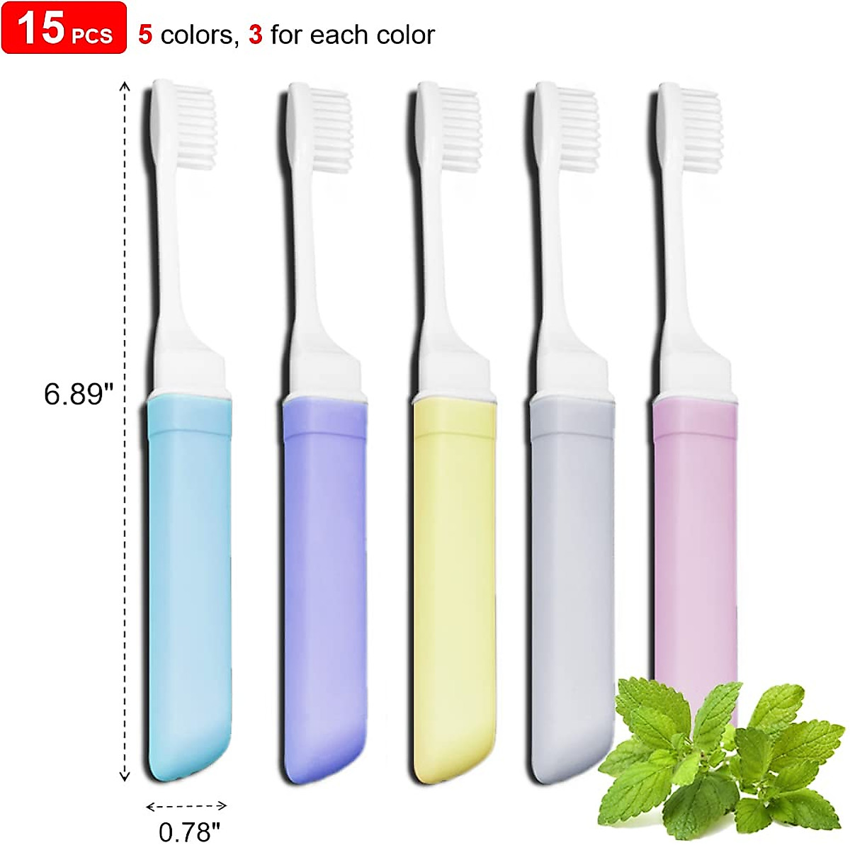 IGOOLEE 15 Packs Colourful Folding Toothbrush Bulk Portable Folding Travel Toothbrush with Containers for Travel Camping Business Trip