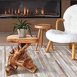 Warmaxx Natural Irregular Shape Tree Stump End Table Plant Stand, 14"x13"x18"H Solid Cedar Wood Outdoor Rustic Sit Foot Stools Live Edge Coffee Side Table for Living Room Bedroom Bath Outdoor Garden