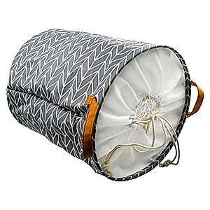 SUPINEFOX US Large Collapsible Laundry Basket, Drawstring Waterproof Dirty Clothes Laundry Hamper,Foldable Linen Bin Storage Organizer with Handles for Kids Room,Toy Storage (19", Gray)