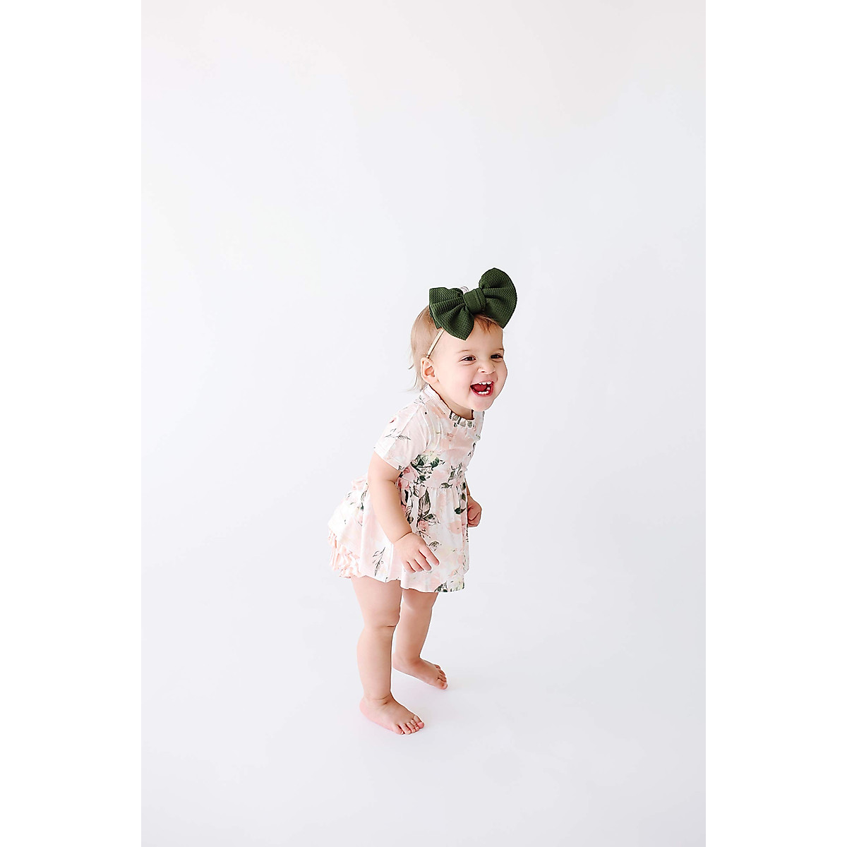 Posh Peanut Short Sleeve Basic Peplum Top & Bloomer Set - Ruffled Bummie Set - Soft Viscose from Bamboo (Vintage Pink Rose, 3-6 Months)
