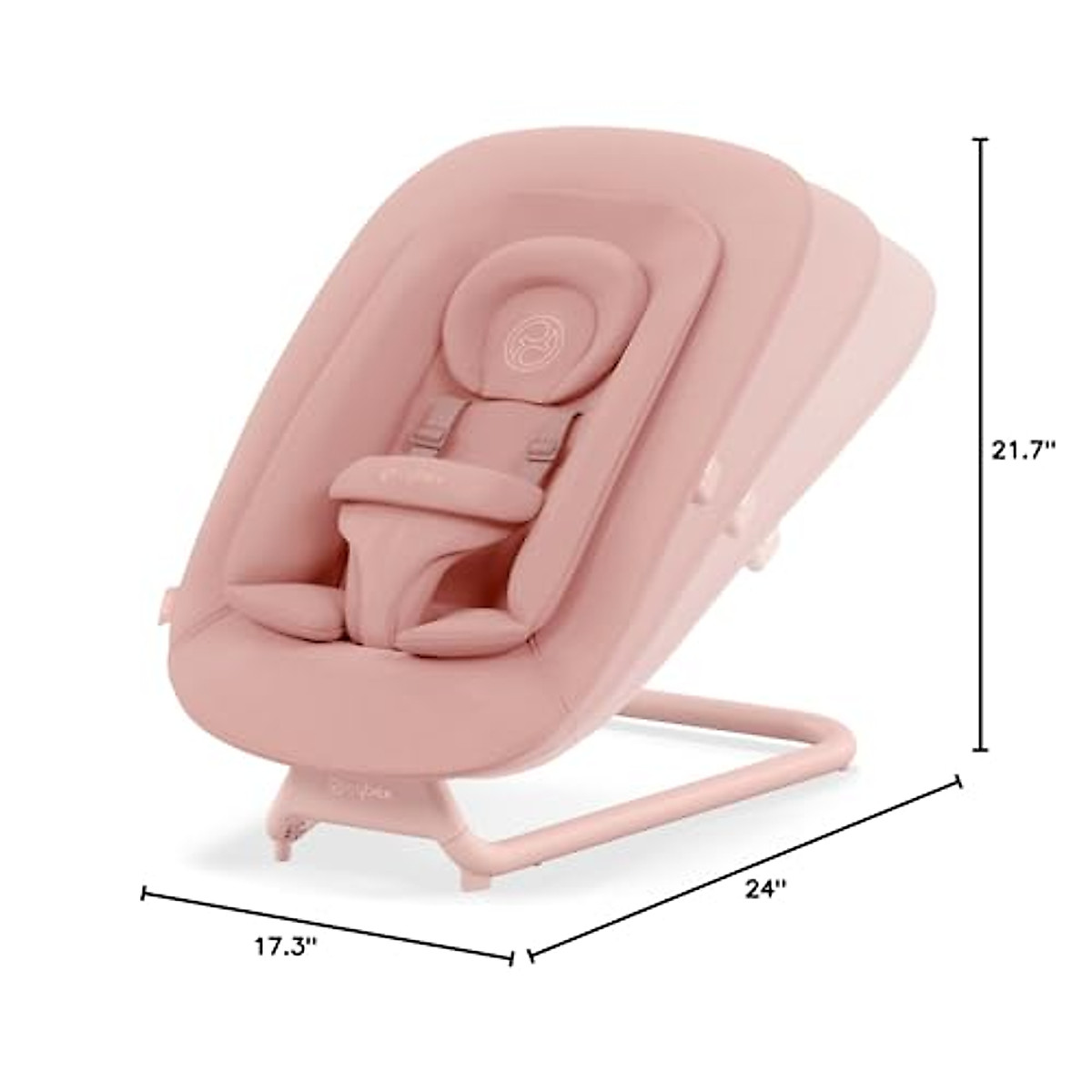 Cybex Lemo Self-Bouncing Baby Bouncer for Playing and Relaxing with Adjustable Harness and Breathable Mesh Backrest, Comfort Inlay with Head Hugger, and Stand, Pearl Pink