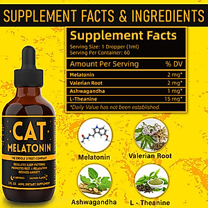 Cat Melatonin Drops 60ml Salmon Flavor, Melatonin for Cats to Sleep, Cat Calming Treats, Cat Calming Products, Cat Sleep Aid, Cat Anxiety Relief, Cat Travel Anxiety Relief for Cats
