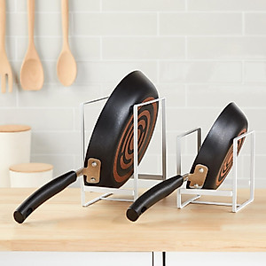 Juvale 3 Piece Plate Organizer for Kitchen Cabinet, Shelf, 2 Sizes for Pots, Pans, Cutting Boards (White)