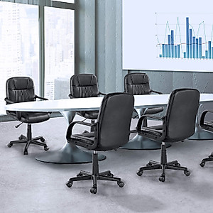 Topeakmart Executive Office Chair Swivel Computer Chair Conference Chair Leather Gaming Chair Adjustable Mid-Back with Arms