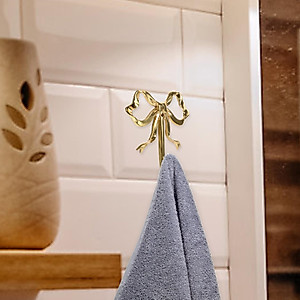 Ciieeo Bow Hook Door Hanger Wall Hanging Coat Hook Sticky Wall Hooks Wall Peg Hook Decorative Bowknot Hooks Bowknot-Design Hook