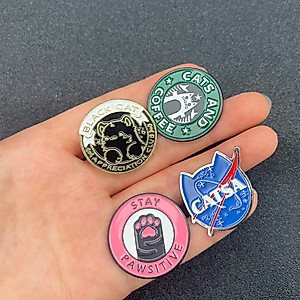 Cats Club Enamel Pin Cat Planet Coffee Paw Brooch Pins Badge Cute Kitten Brooches Lapel Pin Jeans Shirt Bag Jewelry with Gift Bag