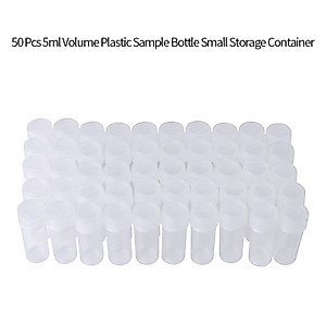 Hilitand 50Pcs 5ml Volume Plastic Sample Bottles Small Storage Container Test Tube Vial Storage Container 15mmx40mm/0.59x1.57inch