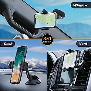 Scosche HDVM-1 3-in-1 Universal Vent and Suction Cup Mount for Mobile Devices | StickGrip Base and Vent Clips Included