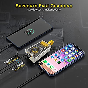 JYTIGV Portable Charger 10000mAh,22.5W Fast Charging Power Bank,Small External Battery Pack,Input/Output External USB C Portable Phone Charge for iPhone iPad Samsung LG Android Cellphone (White)