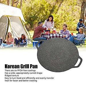 Korean BBQ Grill Pan, Round BBQ Griddle with Nonstick 6-Layer Coating, Aluminum Korean Grill Pan with Double Handles for Indoor or Outdoor Grilling Eggs Pancakes Steaks(30CM)