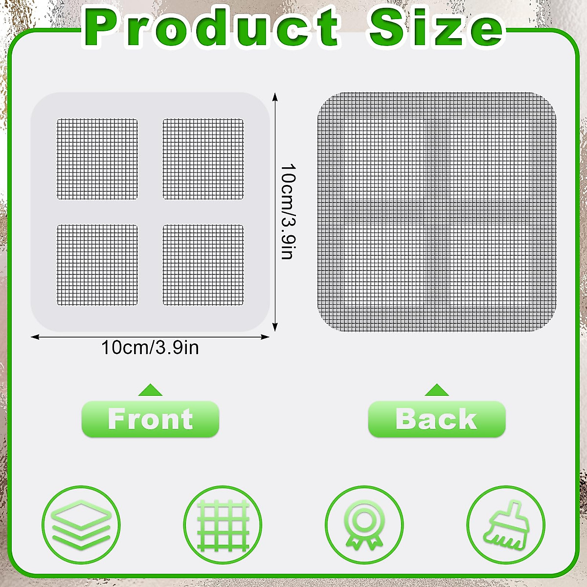 Haoguo 40Pcs 4" X 4" Disposable Shower Drain Cover Hair Catcher Shower Drain Mesh Stickers, Floor Drain Sticker for Bathroom, Laundry, Bathtub, Kitchen