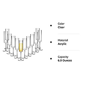 Champagne Flutes Goblets Plastic Acrylic Wine Toasting Goblets Crystal Disposable Cocktail Cups Drinkware Reusable For Christmas Party Wedding Birthday Anniversary(Clear,12 Pieces)