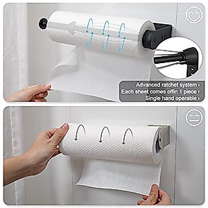 DZDY Paper Towel Holder-Single Hand Operable Wall Mount Paper Towel Holder Under Cabinet with Damping Effect for Kitchen Bathroom.Stainless Steel. (Black-1)
