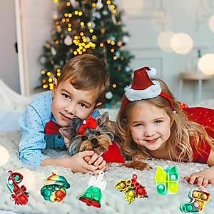 MEZHOBBY 32Pcs Christmas Mini Pop Keychain, Fidget Toys Bulk for Party Favors Supplies, Goodies Bag Stuffers Bulk, Xmas Gift for Kids, Boys, Girls