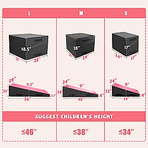 Kangaroo Hoppers Incline Gymnastics Mat, 48”x24”x14” / 56"x28"x15" / 34”x24”x13” Folding Wedge for Kids Tumbling, Skill Training, Multiple Colors Cheese Mat for Gymnastics, Home Gym Exercise