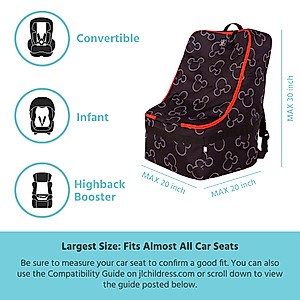 J.L. Childress Disney Baby Ultimate PREMIUM Backpack Padded Car Seat Travel Bag - Car Seat Gate Check Bag - Fits All Car Seats & Booster Seats - Mickey Mouse