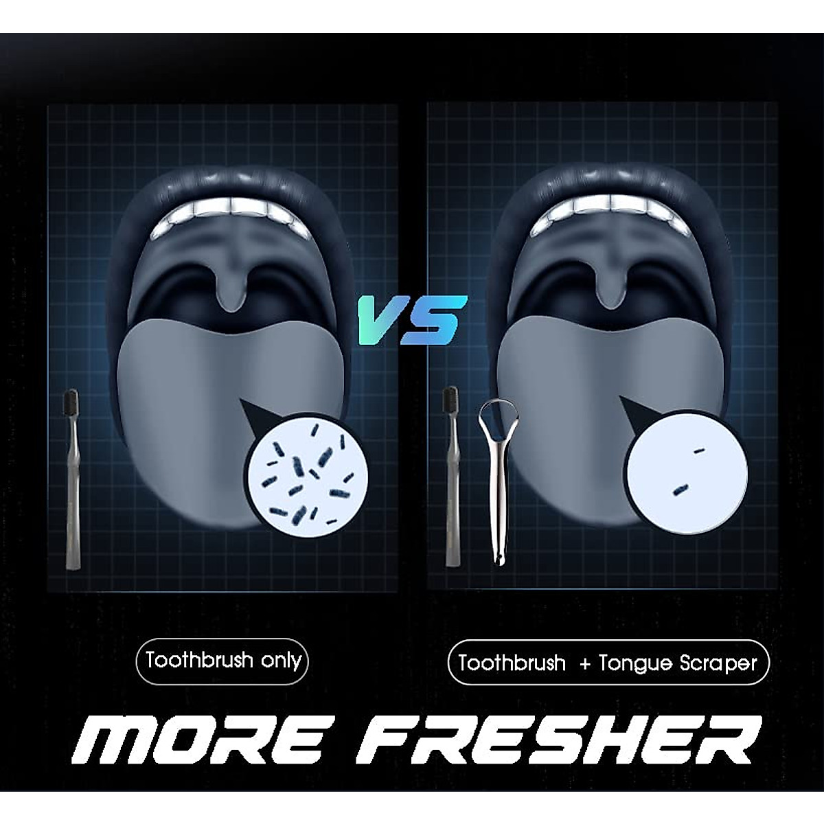 Kotomotoy Metal Tongue Scraper with Travel Case, Easy to use Tongue Scraper for Adults, 100% Stainless Steel Tongue Cleaners For Oral Care, Fight Bad Breath, Professional Tongue Brush to Fresh Breath