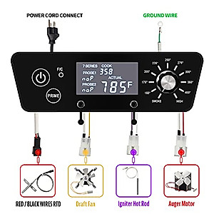 Digital W/LCD Display Control Board Replacement Parts Kit Compatible with P7-7.0/PBV7P1 Pit BOSS 7 Series Vertical Pellet Smokers, Include Meat Probe, Temperure Sensor Probe, and Igniter Hot Rod