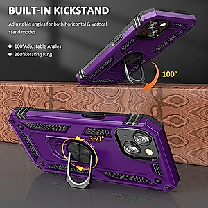 ADDIT Phone Case for iPhone 13 Mini Case Purple iPhone 13 Mini Phone Case for Women Girl,with Magnetic Car Mount Ring Stand Cover for iPhone 13 Mini 5.4" - Purple