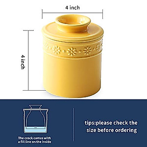 KOOV Ceramic Butter Crock, Butter Keeper for Counter, French Butter Dish Big Capacity (Yellow)