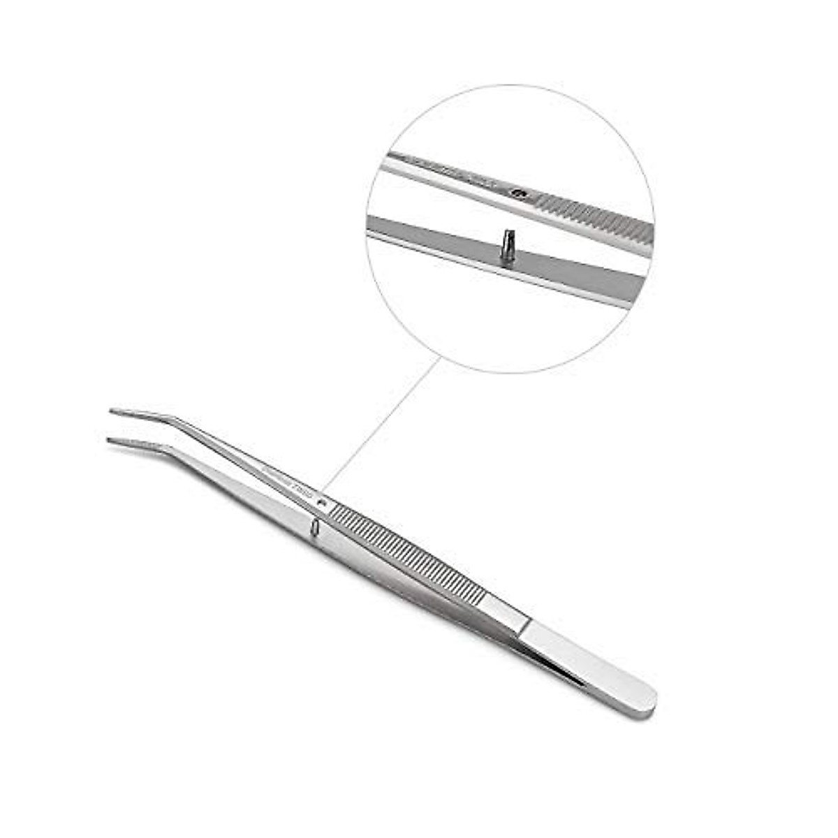 Stainless Steel Tweezers, with Curved Serrated Tip Multipurpose Tweezers Sewing Machine Tweezers Forceps for Craft Repairing (2PCS)