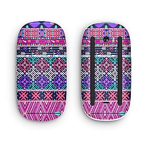 Design Skinz Pink & Teal Modern Colored Aztec Pattern Vinyl Decal Compatible with The Apple Magic Mouse 2 (Wireless, Rechargable) with Multi-Touch Surface