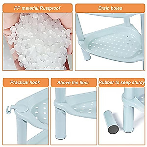 3 Tier Shower Caddy Organizer Shelf Corner, 13.5 x 10 x 26 Inches, Rustproof, Plastic Shower Rack Stands for Inside Bathroom, Bathtub, Shower pan, Blue (Round Slot Blue 3 Tier)