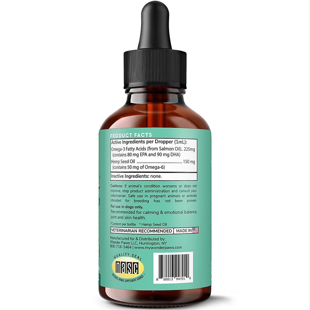 WONDER PAWS Organic Hemp Oil for Dogs – 9,000 mg of Hemp Oil with Alaskan Salmon Oil & Omega 3 Fatty Acids - Hemp for Pets, Joint Health, Anxiety Relief, Calming, Skin & Immune – 60 ml Hemp Oil Drops