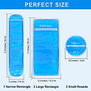 Pallesen Gel Ice Packs for Injuries Reusable Gel Reusable Hot Pack & Cold Pack Compress for Injury, Pain Relief, Rehabilitation, Flexible Therapy, for Knee, Back, Neck, Wrist, Ankle (5 Pack - Blue)