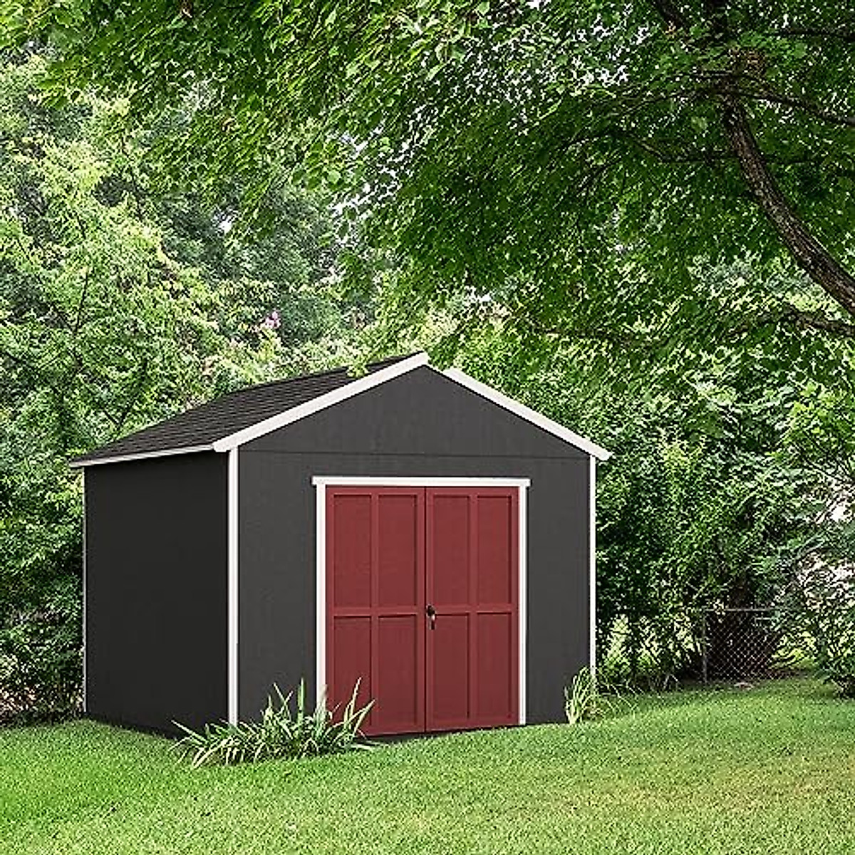 Handy Home Products Rookwood 10x18 Do-It-Yourself Wooden Storage Shed with Floor Brown