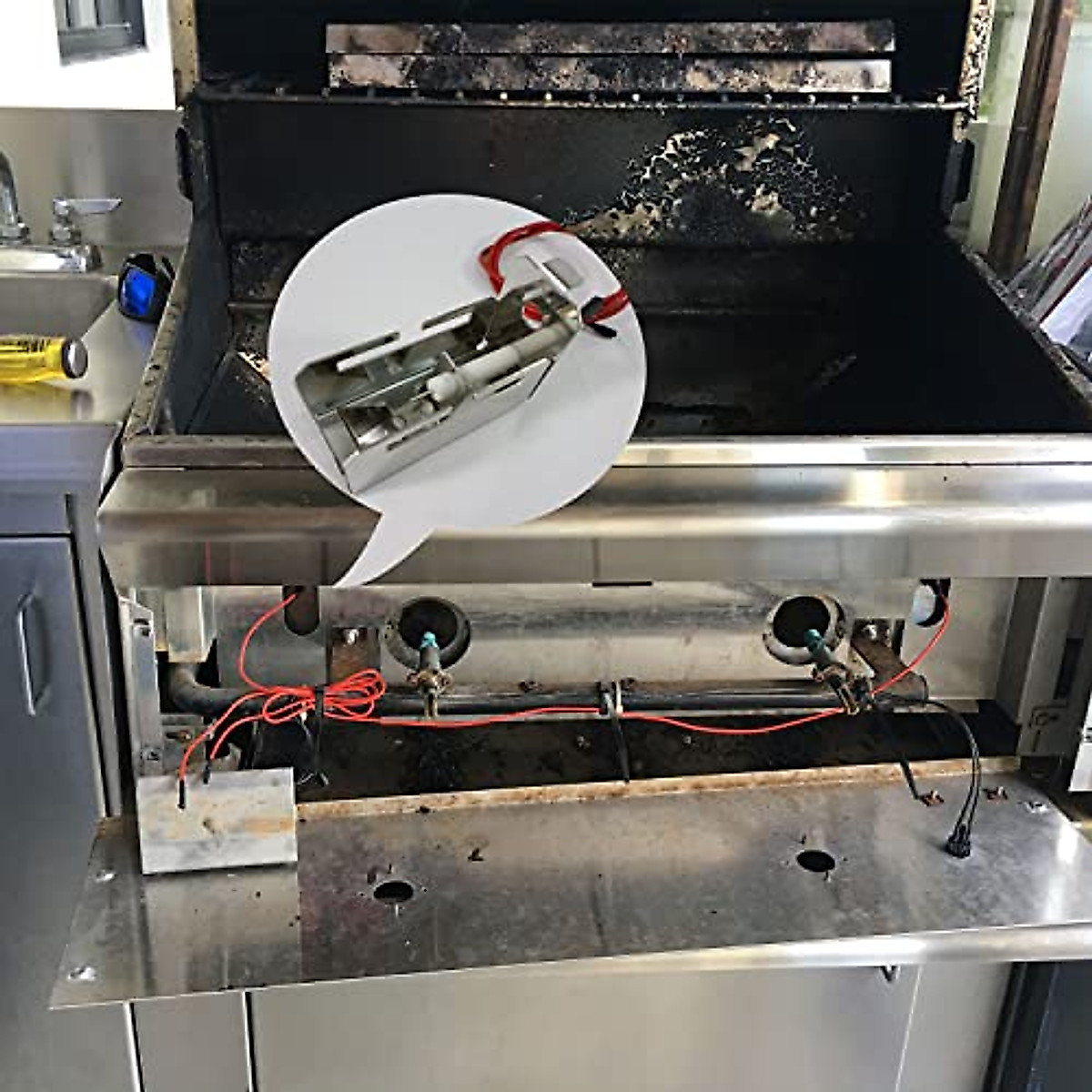 MOASKER Grill Igniter Replacement Kit with Collector Box for DCS Gas Grills Models, Stainless Electrode and Wire for DCS 27DBQ, 27DBQR, 27DBR, 27DSBQ, 27DSBQR (3-Pack)