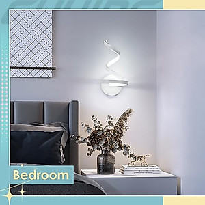 CHYING LED Wall Sconce Modern Spiral Bathroom Wall Light White Wall Lamp 15W Cool White 6500K Indoor Wall Light Fixture for Bedroom Stairs Living Room Hallway