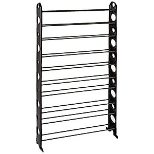 Home Basics Free Standing 50 Pair Shoe Organizer Rack, Ideal for Entryway and Hallway, Black