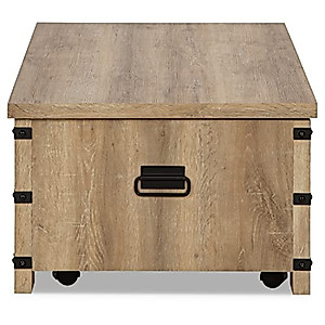 Signature Design by Ashley Calaboro Casual Lift-Top Rustic Coffee Table, Light Brown & Black