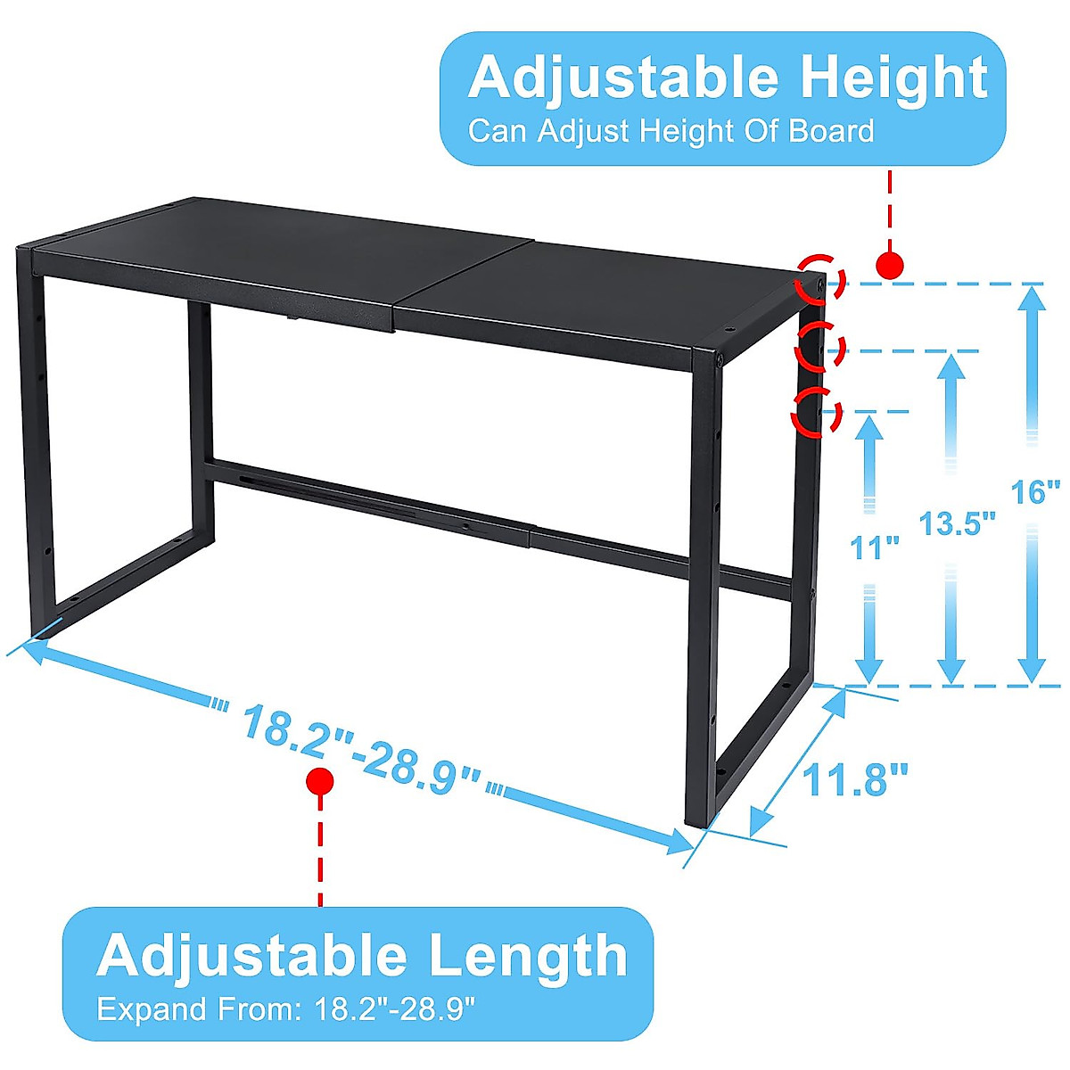 Expandable Metal Storage Shelves, 110LBS Heavy Duty Shelving Units and Storage For Pots Pans Small Appliances, Adjustable Metal Storage Shelf Rack For kitchen Cabinets Closet Pantry Warehouse Garage