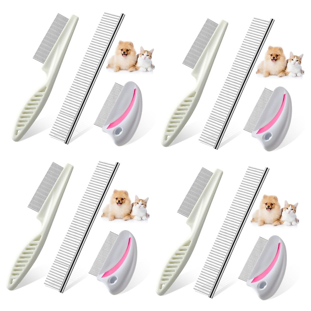 Mipcase 12 Pcs Pet Grooming Comb Set Cat Grooming Combs Angel Eyes for Dogs Indoor Cat Comb Cat Dematting Tools Dog Tear Stain Remover Pet Cat Pet Groom Tool Dog Eye Wipes Stainless Steel