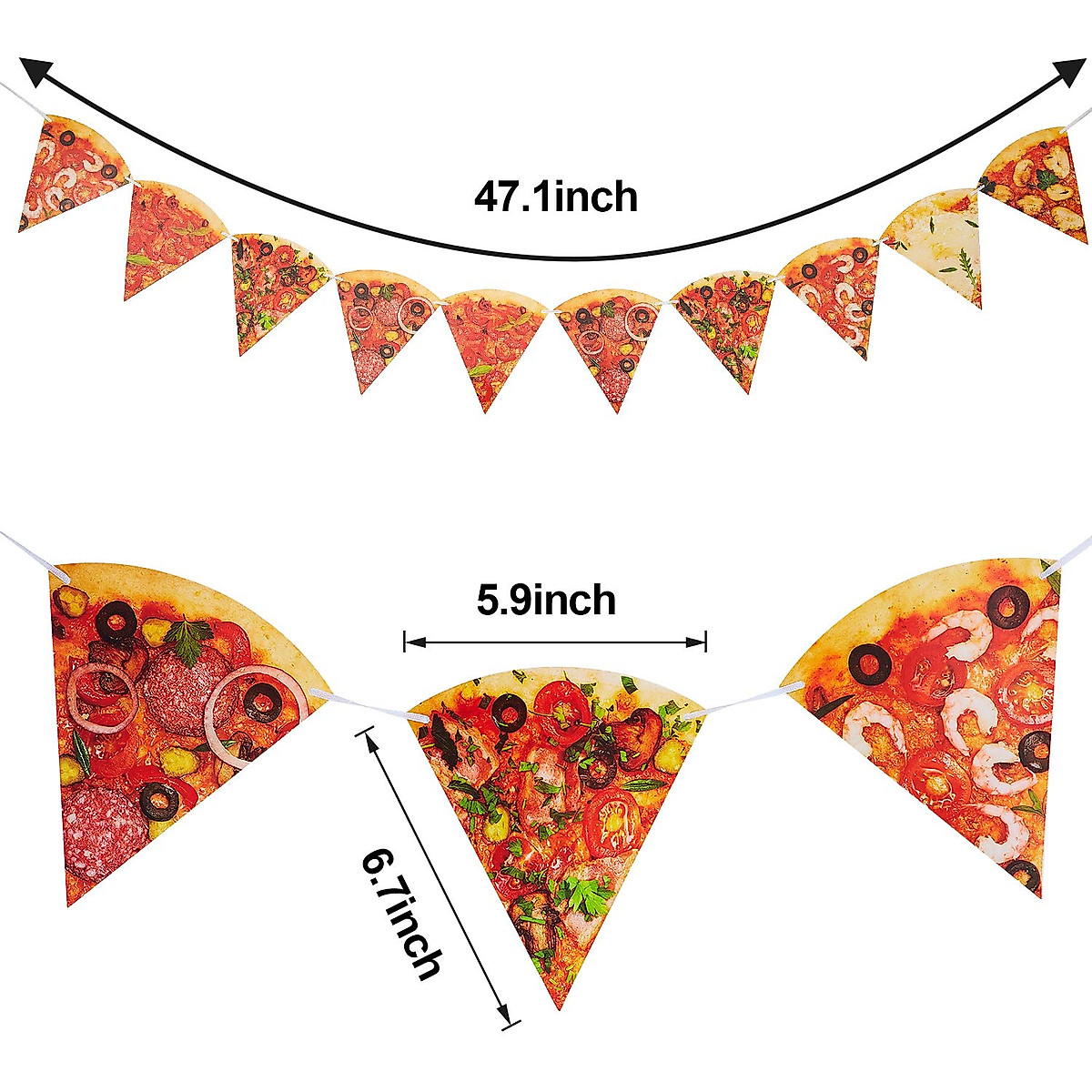 4 Pieces Pizza Photo Banner Pizza Pennant Pizza Party Theme Decoration for Pizza Themed Birthday Baby Shower Party Supply, Pre-assembled