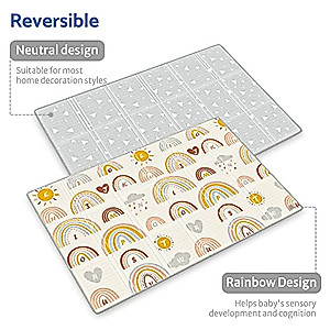 Baby Play Mat, Foldable Foam Play Mat for Floor,Waterproof Reversible Playmat for Babies and Toddlers, Infants, Kids, Edge Reinforcement Crawling Mat for Indoor Outdoor (79'' X 51'')