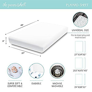 The Peanutshell Fitted Pack n Play, Playard, Mini Crib Sheets for Baby Girls | 2 Pack Set | Pink Roses and Floral