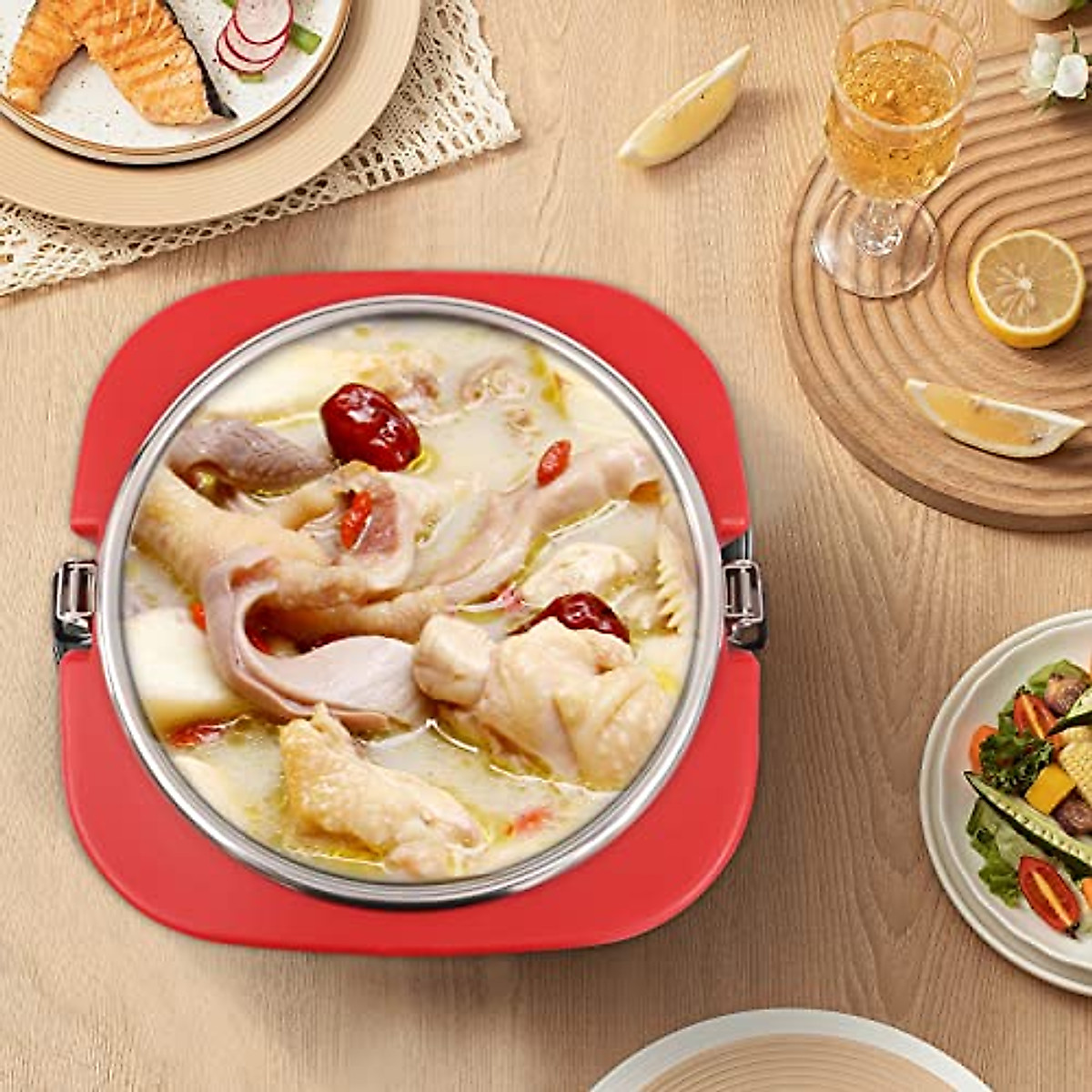 Gdrasuya10 Insulated Soup Carrier Coolers, Commercial 2.5 Gallon Food Warmer Box Large Insulation Barrel Cooler or Hot Carrier for Restaurant, Canteen, Home, Red