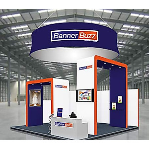 BANNER BUZZ MAKE IT VISIBLE Tapered Circle Fabric Hanging Ceiling Banner Sign Single Side Printed Outside for Trade Show Display (15' X 4')