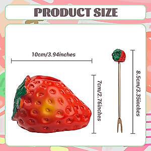 Set of 10 Strawberry Stainless Steel Fruit forks and 1 Strawberry Holder, Fruit Forks Dessert Forks Salad Forks Food Picks