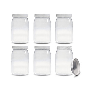 ljdeals 16 oz Clear Plastic Jars with Lids, Storage Containers, Wide Mouth PET Mason Jars, Pack of 6, BPA Free, Food Safe, Made in USA