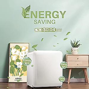 Kismile Retro Mini Fridge with Freezer,1.7cu. ft Small fridge with Adjustable Removable Glass Shelves, Mechanical Control, Compact Refrigerator for Office, Dorm, Bedroom (White)